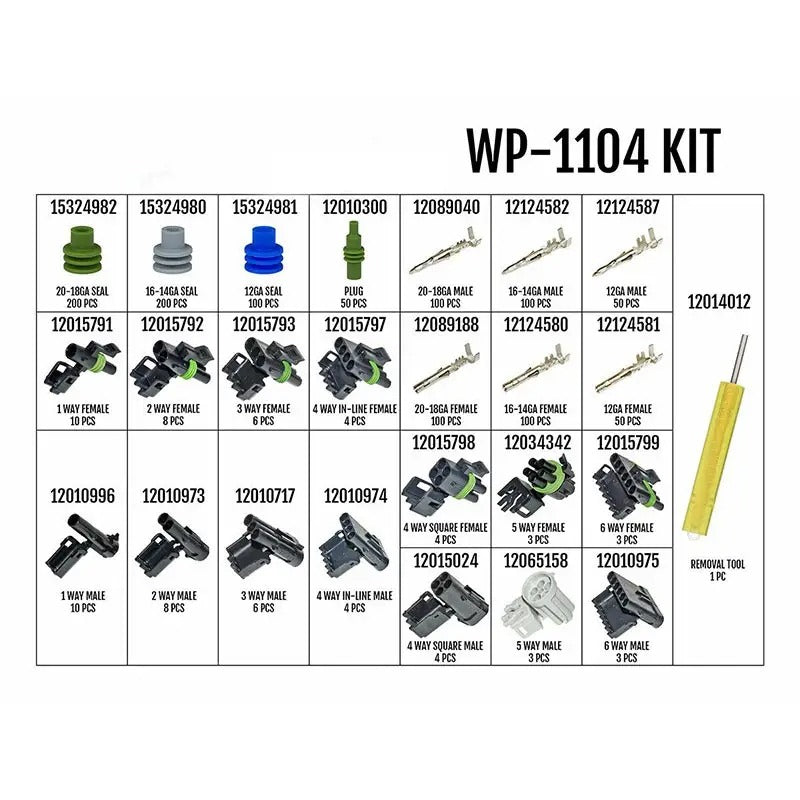 Pro Weather Pack Connector Kit WP-1104 With Non-Ratcheting Crimp Tool ...